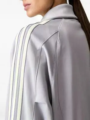 Adidas Logo-embroidered Side-stripe Zip-up Sweatshirt