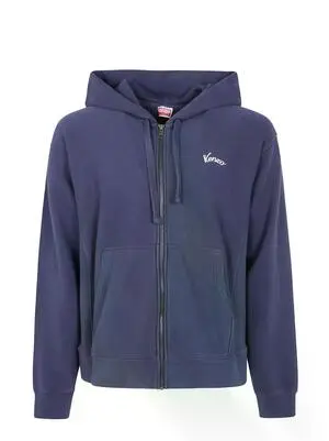 Kenzo Graphic Print Zip-up Hoodie - Blue