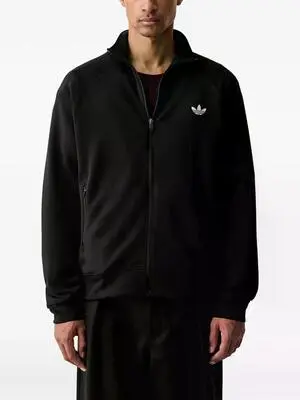 Adidas Logo-embroidered Raglan-sleeve Zip-up Sweatshirt - Black