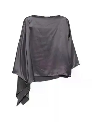 Dusan Asymmetric Satin Boat Neck Top