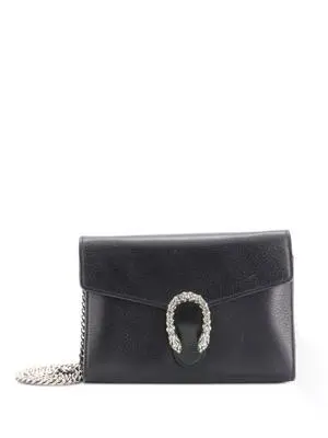 Gucci Dionysus Chain Wallet Leather With Embellished Detail Small Crossbody Bag Black