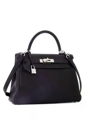 Hermès Kelly Handbag Togo With Palladium Hardware 28 Crossbody Bag - Black