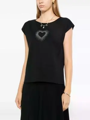 AGNES B. Heart-print Cap-sleeve T-shirt