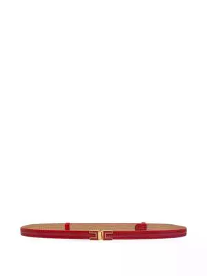 Elisabetta Franchi Logo Plaque Leather Belt - Red