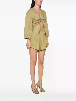 ADRIANA DEGREAS Front-tie Balloon-sleeve Top