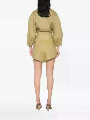 ADRIANA DEGREAS Front-tie Balloon-sleeve Top