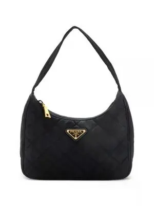 Prada Quilted Tessuto Mini Hobo Bag - Black