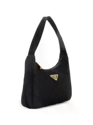 Prada Quilted Tessuto Mini Hobo Bag - Black