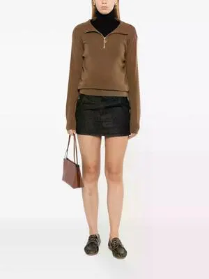 AGNES B. Quarter-zip Knitted Top