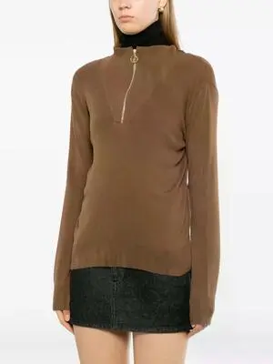 AGNES B. Quarter-zip Knitted Top