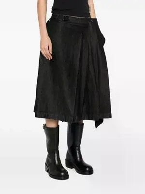 Y3 Asymmetric Pleated Midi Skirt