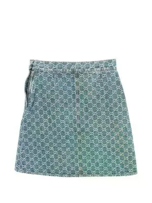 Gucci 2010s Gg Jacquard Mini Skirt - Blue