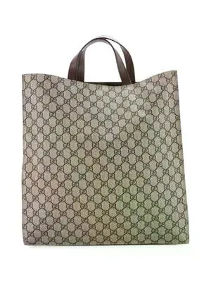 Gucci Courrier Convertible Soft Open Gg Coated Canvas With Applique North South Tote Bag - Brown