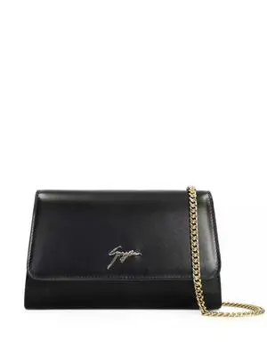 GIUSEPPE ZANOTTI Logo-plaque Chain-strap Leather Clutch Bag - Black