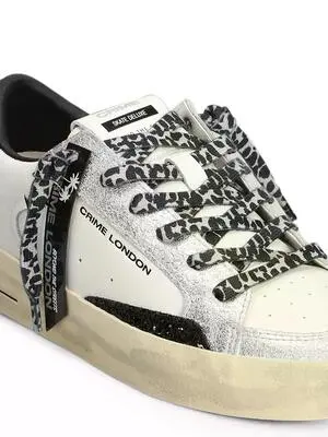CRIME LONDON Glitter Effect Animal Print Lace Up Sneakers