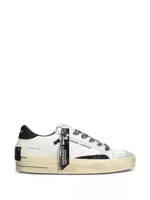 CRIME LONDON Glitter Effect Animal Print Lace Up Sneakers - White