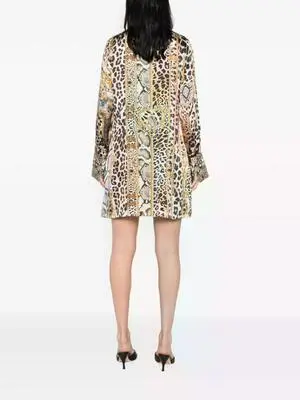 Camilla Animal-print Silk Mini Shirt Dress