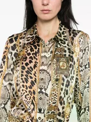 Camilla Animal-print Silk Mini Shirt Dress