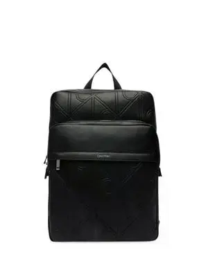 Calvin Klein Monogram-embossed Pebbled Leather Backpack