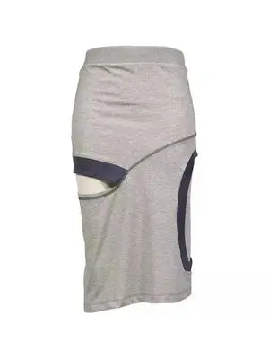 OPEN YY Cutout Panelled Midi Skirt - Grey
