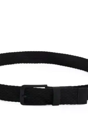 BOSS Woven Belt With Leather Trims And Logo Detail