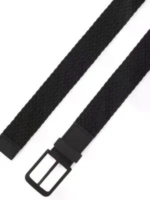 BOSS Woven Belt With Leather Trims And Logo Detail