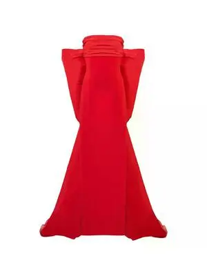 Carolina Herrera Silk Bow-train Column Gown