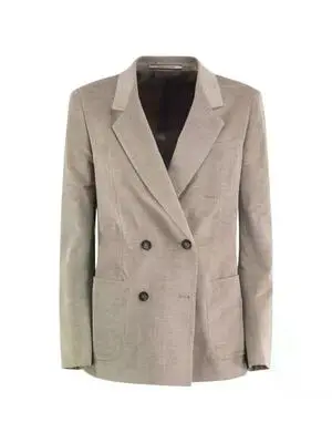 Tagliatore Double-breasted Ribbed-texture Suit Jacket - Grey