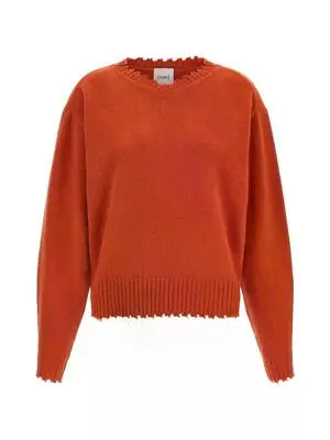 NUDE Frayed-hem V-neck Sweater