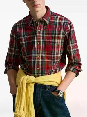Polo Ralph Lauren Custom-fit Plaid Brushed Oxford Shirt - Red