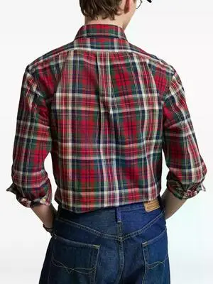 Polo Ralph Lauren Custom-fit Plaid Brushed Oxford Shirt - Red