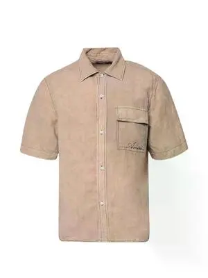 Amiri Script Linen Gd Pkt Ss Shirt - Neutrals