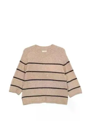 YERSE Striped Three-quarter Sleeve Sweater