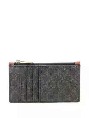 Celine Triomphe Card Case Coin Purse - Black