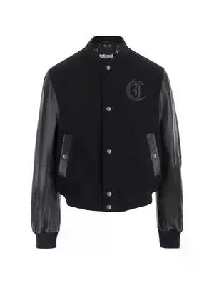Just Cavalli Logo Patch Panelled Bomber Jacket