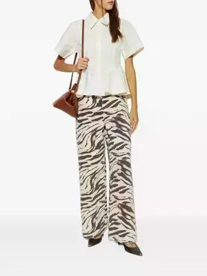 GANNI Peplum Top With Classic Collar