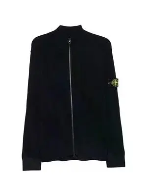 Stone Island 5100017 Full Rib Rws Wool Zip-up Jumper - Black