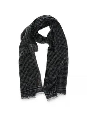 Zegna Houndstooth-pattern Fringed Scarf - Black