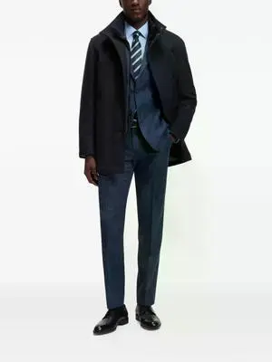 BOSS Formal Coat In Italian Fabric With Stand Collar - Blue