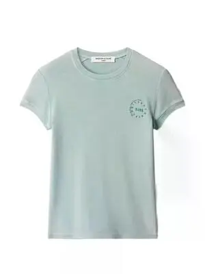 Maison Kitsuné Circle Stamp Logo-print Cotton T-shirt - Blue