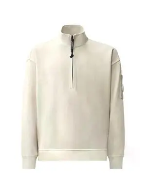 C.P. COMPANY Brushed And Emerized Diagonal Fleece Half-zip Sweatshirt - Neutrals