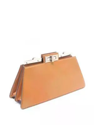 Fendi Medium Leather Peekaboo Cut Chain Shoulder Bag