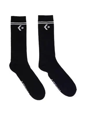 CONVERSE Logo-print Ribbed Socks - Black