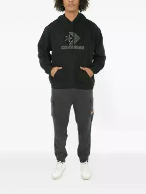 CONVERSE Logo-embroidered Loose-fit Hoodie - Black
