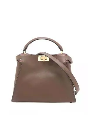 Fendi 2010-2026 Small Leather Peekaboo Iconic Essentially Satchel - Brown