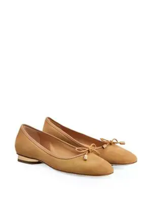 TOD'S Bow-detail Suede Ballet Flats - Brown