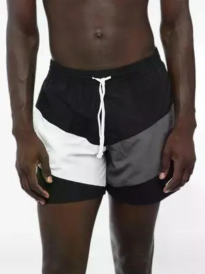 Nike Logo-print Colour-block Swim Shorts - Black