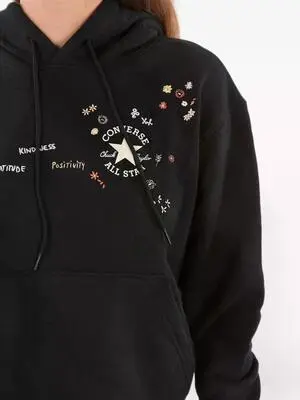 CONVERSE Logo-print Pouch-pocket Hoodie - Black
