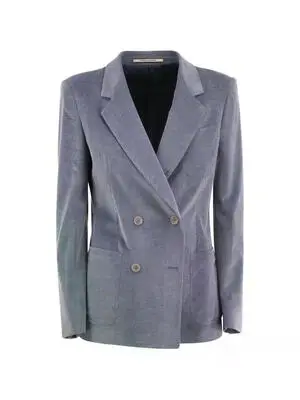 Tagliatore Double-breasted Ribbed Suit Jacket - Blue