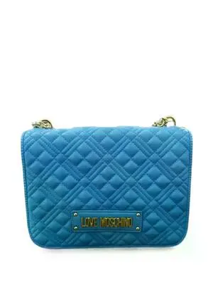 Moschino Quilted Logo-plaque Clutch Bag - Blue